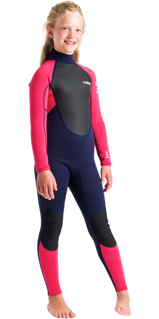 2026 C-Skins Junior Element 3/2mm Back Zip Wetsuit C-EL32STJ - Slate / Coral / | Wetsuit Outlet